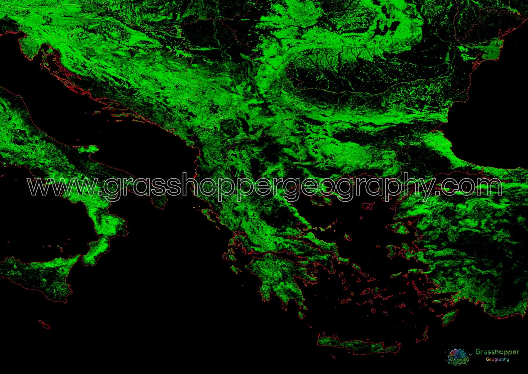 The Balkans - Forest cover map - Fine Art Print – Grasshopper Geography