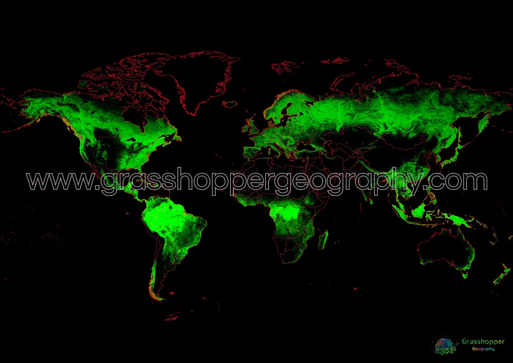 The world - Forest cover map - Fine Art Print – Grasshopper Geography