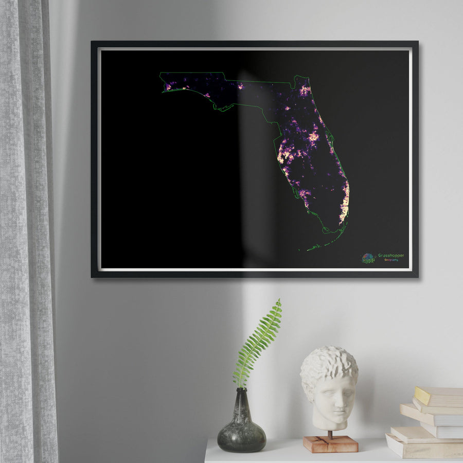 Florida - Population density heatmap - Fine Art Print – Grasshopper ...