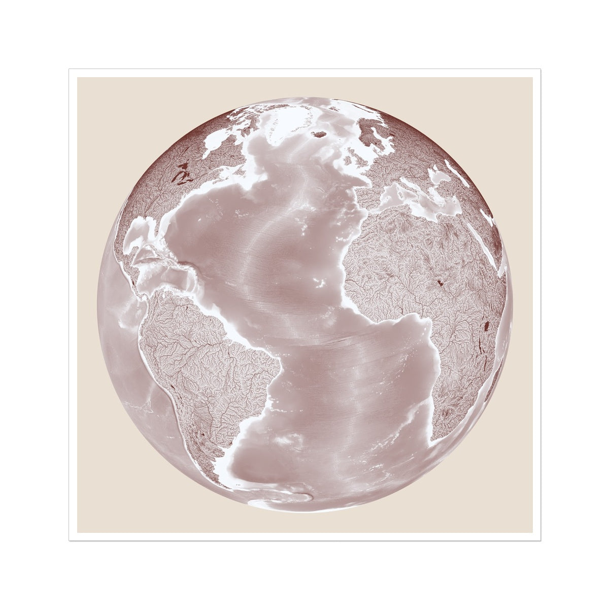 CUSTOM Globe view map II Fine Art Print – Grasshopper Geography